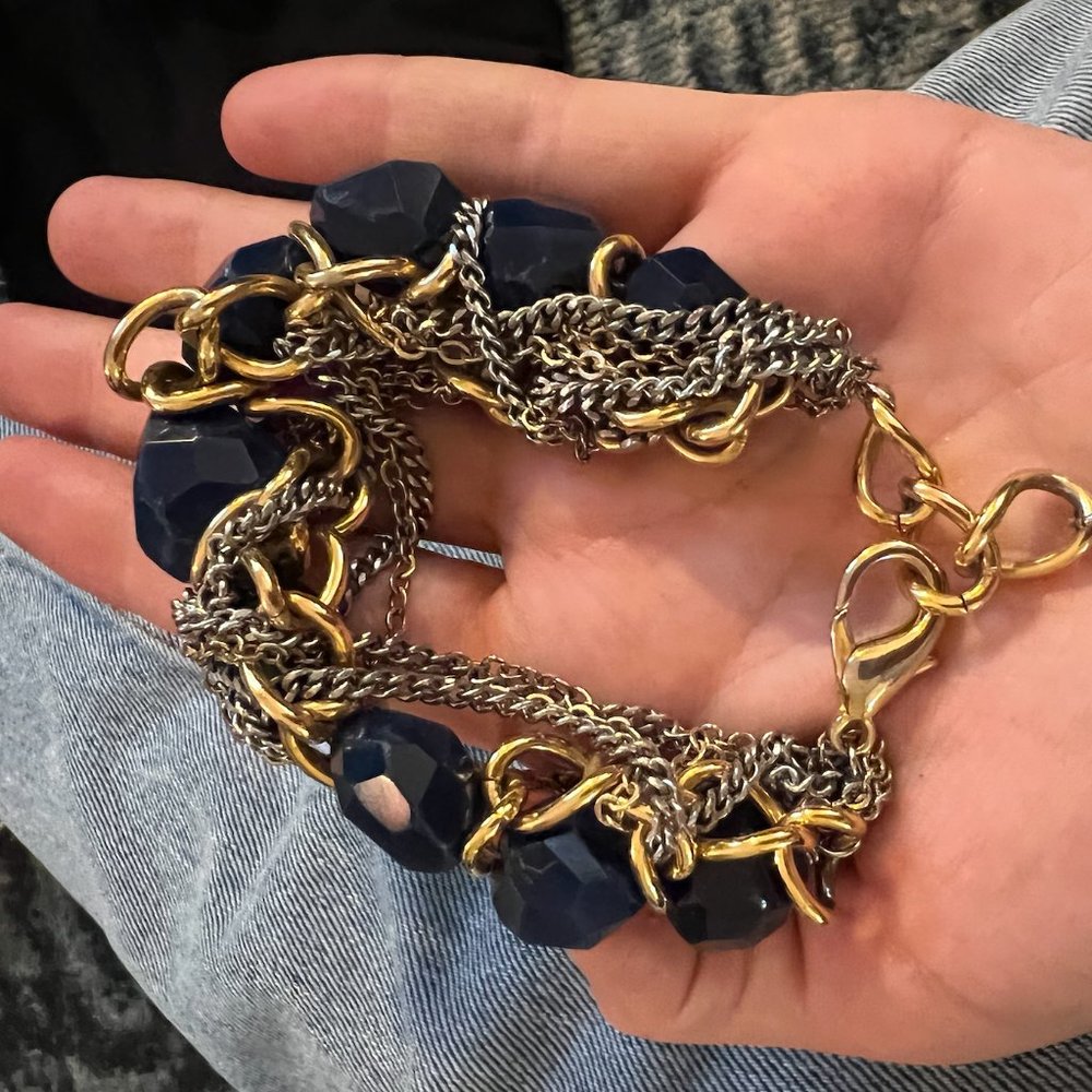 Rare, Handemade Gemma Redux Navy Blue Agate Stone Bra… - Gem